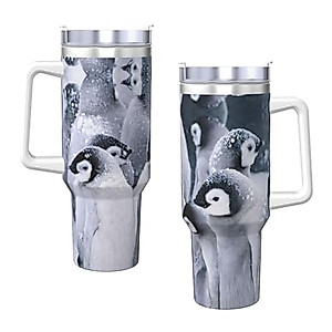 HULIBIN Cute penguin1 Print Double Deck Stainless Steel Travel Coffee Cup With Lid 40 Oz Ice Bully Cup
