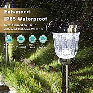 SyouHome Solar Pathway Lights Outdoor Waterproof, 4.5"x17.5" Solar Garden Light Supper Bright Up to 14 Hrs Glass Stainless Steel Metal Auto On/Off Solar Powered LED Landscape Lighting for Yard 4 Pack
