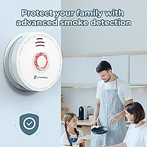 SITERWELL Smoke Detector Fire Alarm with Magnetic Fastening Kit and Built-in Battery, Fire Safety with Photoelectric Technology for Home Bedroom and Babyroom, UL Listed, GS528A, 4 Packs