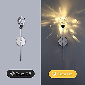 Untrammelife Indoor Wall Sconce Lighting Polished Nickel Wall Lamp 8W LED Crystal Wall Light 3 Color Temperatures Hardwired Indoor Wall Mounted Light Fixtures for Living Room,Bedroom,Bathroom