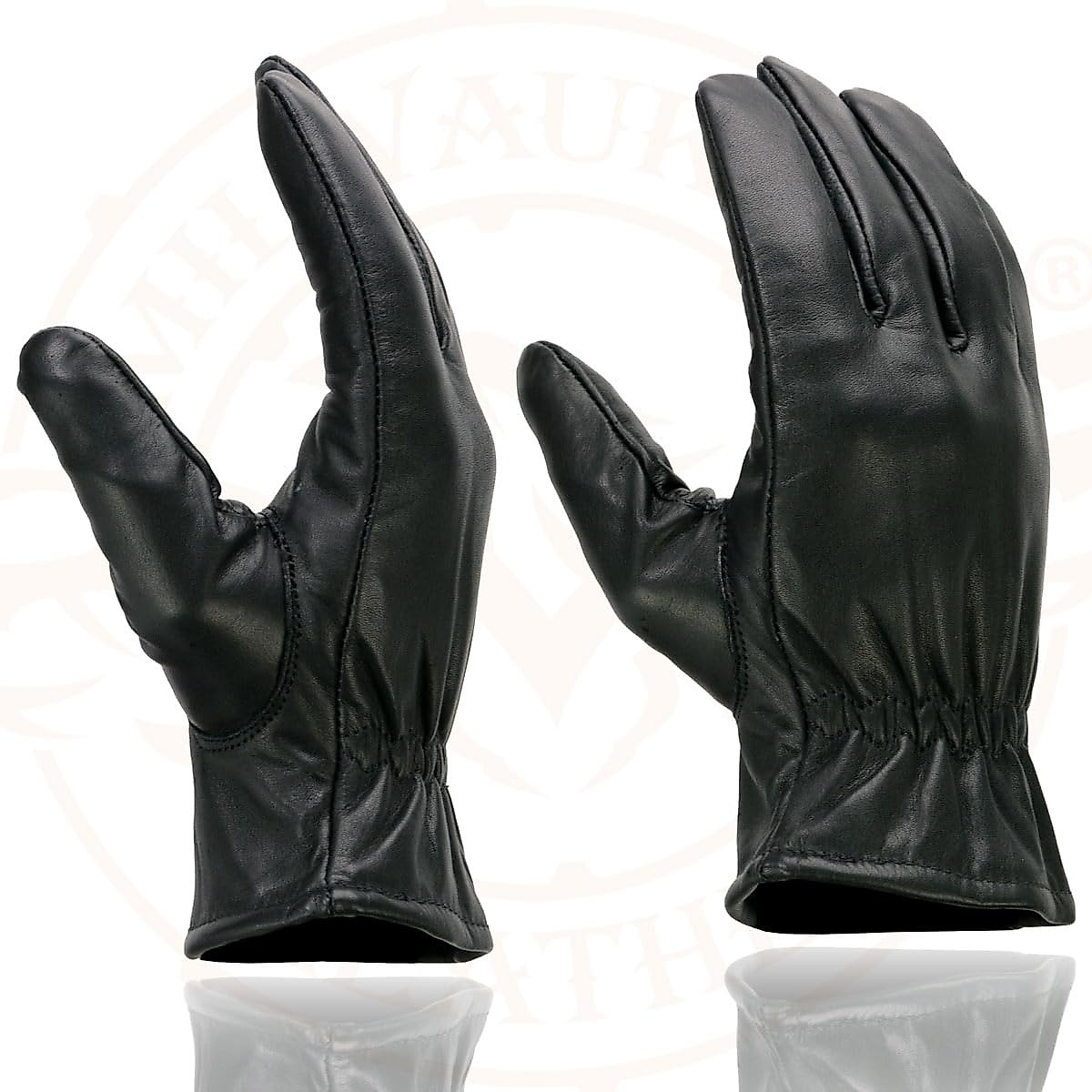 Milwaukee Leather SH734 Men's Black Thermal Lined Leather Motorcycle Hand Gloves W/Sinch Wrist Closure - Large