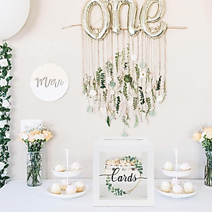 QIKSION Wedding Card Box for Reception, Clear with White Border Gift Card Box for Wedding, Bridal & Baby Showers, Wishing Well Party, Birthdays, Retirements, Open Houses, Anniversaries