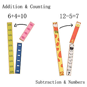 BOHS Montessori Wooden Number Rods - Colorful Math Concept Sticks - Educational Preschool Math Toys