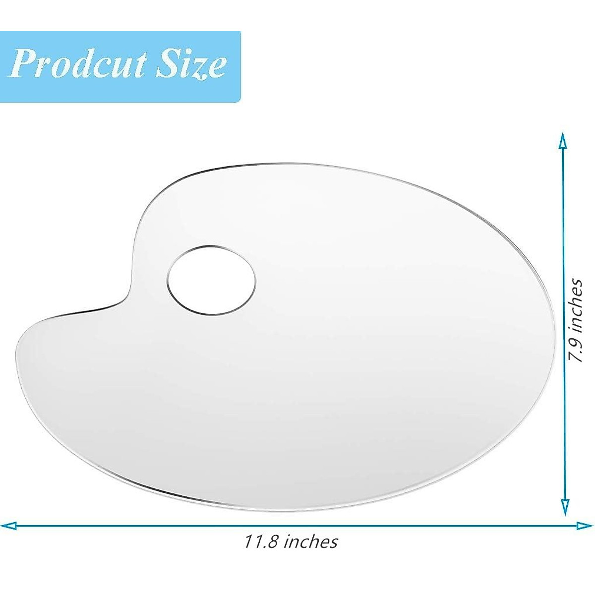 Acrylic Artist Paint Palette 11.8 x 7.9 inches Clear Oval Non-Stick Oil Paint Palette Mixing Transparent Easy Clean Art Paint Pallet (11.8 x 8 inch/2 PCS) (M)