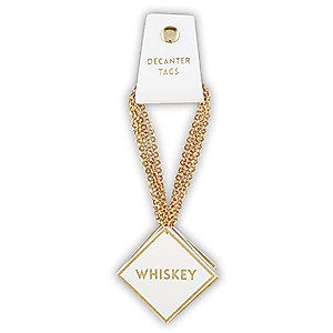 Santa Barbara Design Studio Sippin' Pretty Leather Decanter Liquor Tags, Set of 5, 2-Inch, White/Gold