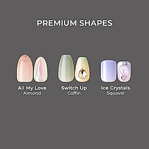 KISS imPRESS No Glue Mani Press On Nails, Premium, 'Legacy', Gray, Medium Size, Coffin Shape, Includes 30 Nails, Prep Pad, Instructions Sheet, 1 Manicure Stick, 1 Mini File