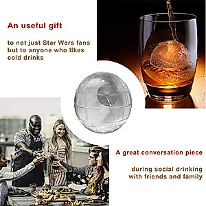 Death Star Ice Cube Mold 2 Pack Silicone Star Wars Ice Molds Sphere Big Ice Ball Maker for Whiskey, Bourbon and Cola (2)