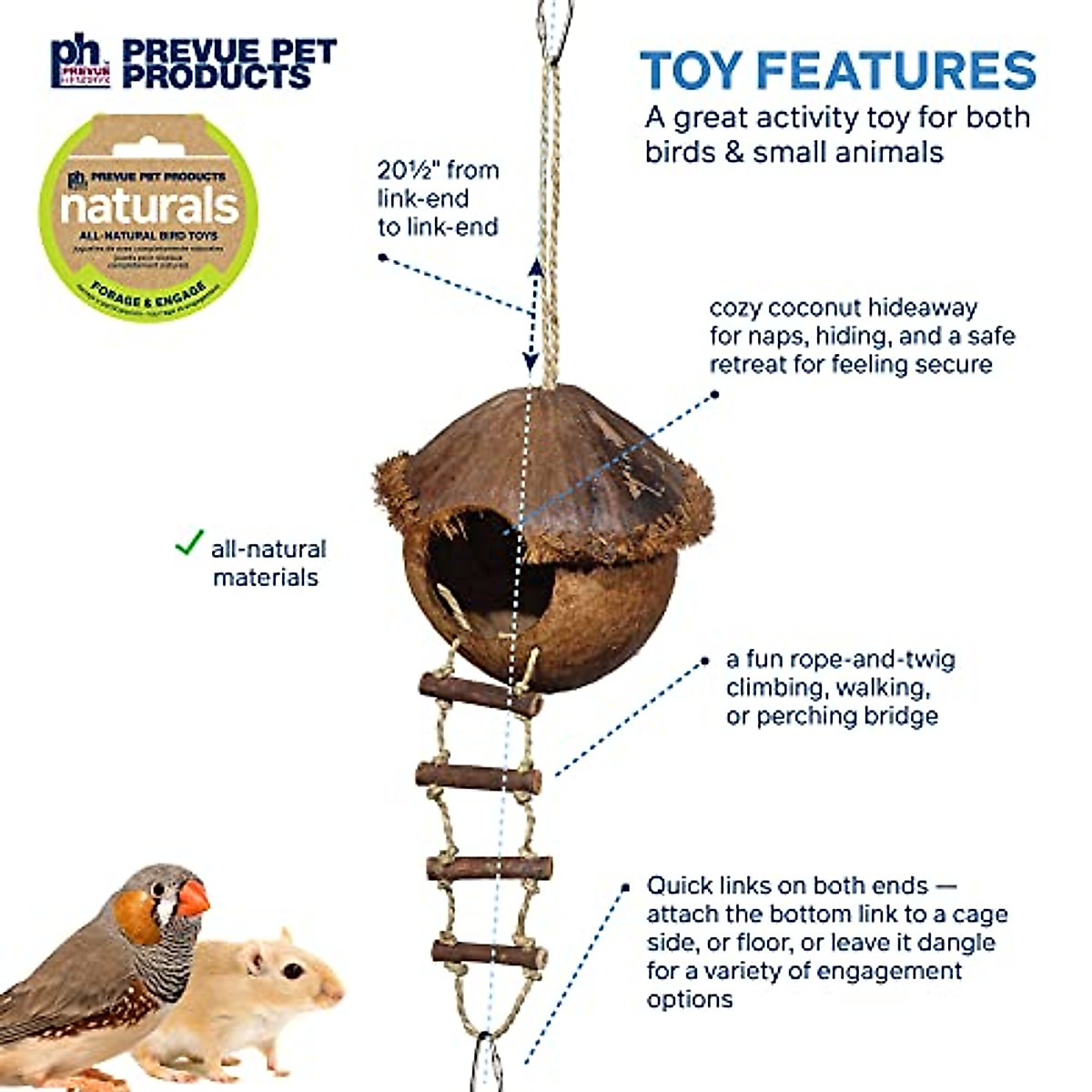 Prevue Pet Products Naturals Island Hideaway Bird &amp; Small Animal Toy 62814