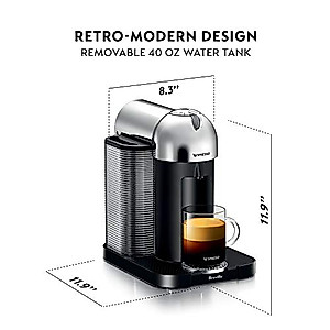 Nespresso Vertuo Coffee and Espresso Maker by Breville Aeroccino, Chrome