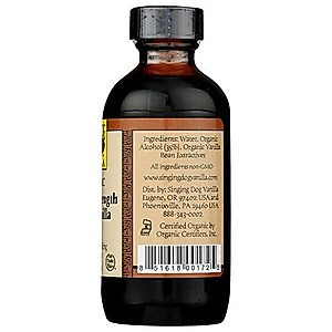 Singing Dog Organic Double Strength Pure Vanilla Extract, 4oz