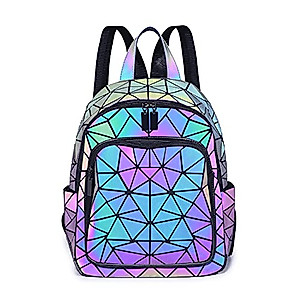 Luminous Geometric Backpacks Women Purses and Handbags Holographic Reflective Bags Iridescent Backpack A1