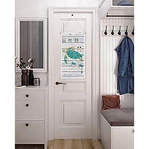 Hanging Earring Jewelry Organizer Ocean Turtle Wood Grain Stub Earring Holder Necklace Earring Display Large Capacity Earring Hanging Organizer for Women Girls 12"x24"