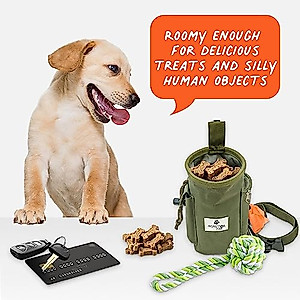 INSPECTOR TAIL Dog Treat Training Pouch with Built-in Poop Bag Dispenser & Quick Access to Snacks Toys | Convenient to Use with 3 Ways to Wear for Pet Traveling & Walking