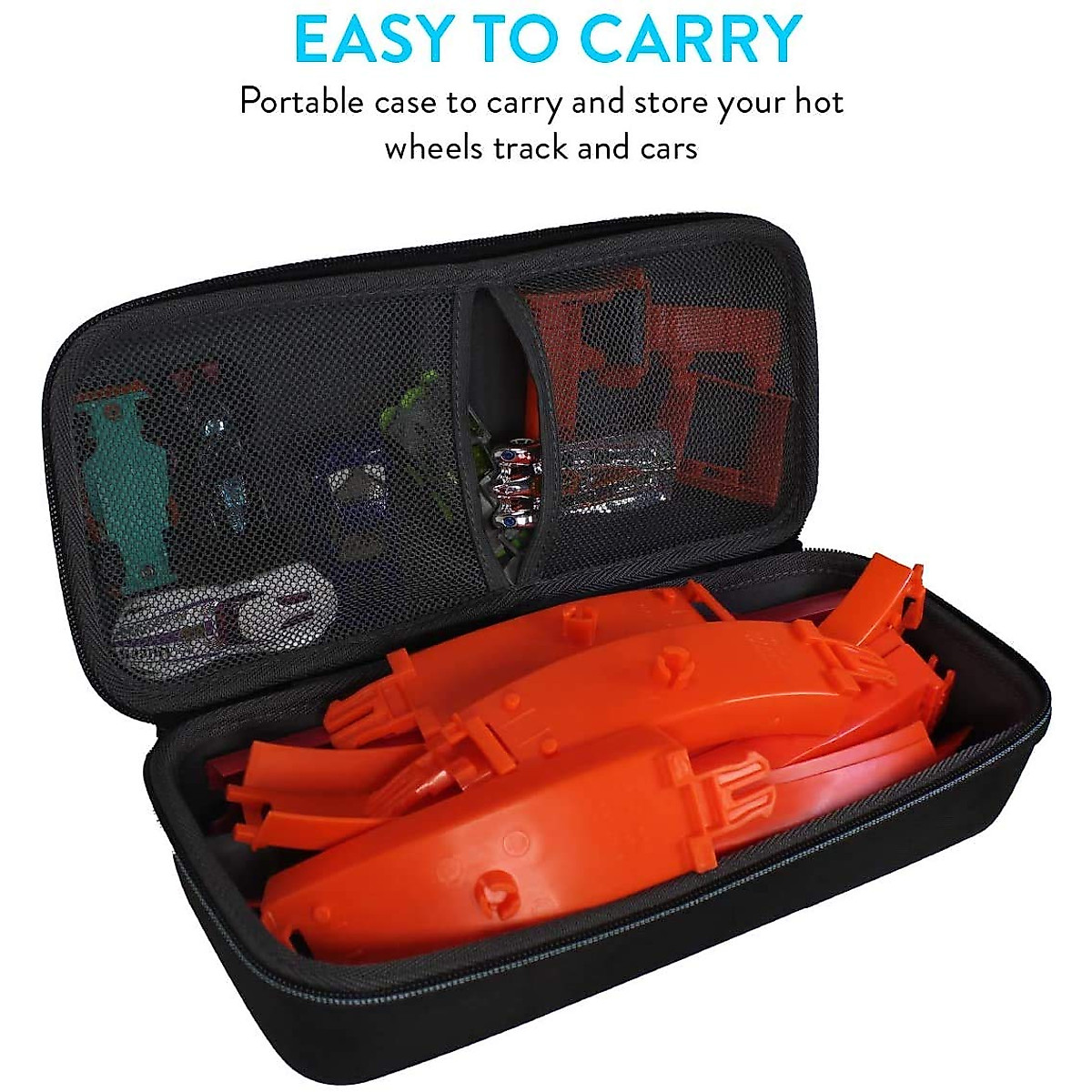 TUDIA EVA Empty Carrying Case for Hot Wheels Track and Cars, Hard Storage Travel Portable Case Bag [Case ONLY, Hot Wheels NOT included]