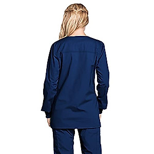 Snap Front Scrub Jackets for Women, Workwear Professionals Soft Stretch WW340, L, Navy