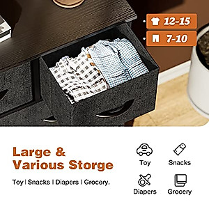 Sweetcrispy Dresser, Dresser for Bedroom, Tall Dresser with 9 Drawer Organizer Storage Drawers Fabric Storage Tower Double Dresser, Chest of Drawers with Fabric, Wood Top for Bedroom, Entryway