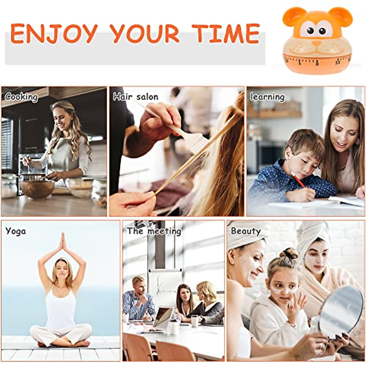 Beaupretty Cartoon Mechanical Kitchen Cooking Timer: Cute Puppy Animal Wind Up Timers 60 Minutes Clock Loud Alarm Counters Manual Study Timer Kitchen Utensil for Adults