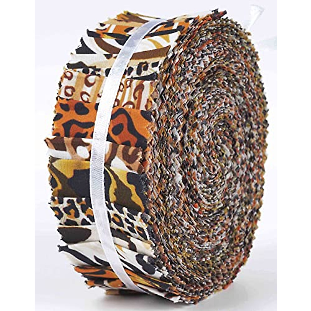 Soimoi 40Pcs Floral Artistic Print Precut Fabrics Strips Roll Up 1.5x42inches Cotton Jelly Rolls for Quilting - Brown