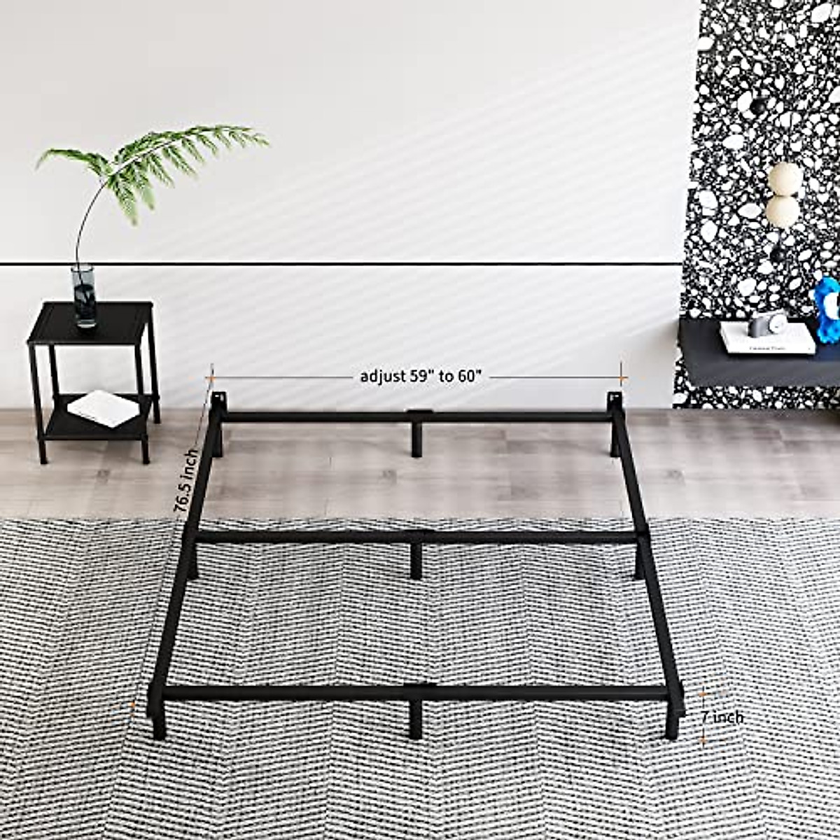 Hafenpo Metal Bed Frame - Sturdy Platform Bed Frame Heavy Duty Non-Slip Black Bed Frame 9 Leg Support Easy to Assemble Suitable for Any Space Queen Size