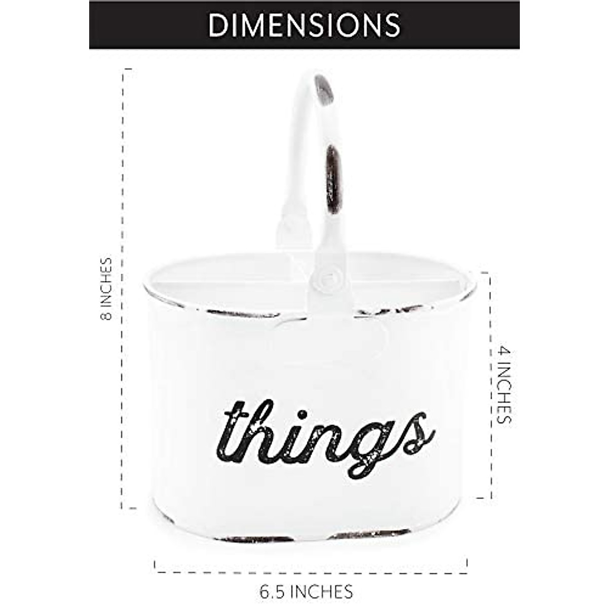 AuldHome Rustic White Enamelware Caddy, 4-Compartment Farmhouse Decor Organizer for Utensils, Pencils, and More Things