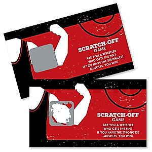 Big Dot of Happiness Own The Mat - Wrestling - Birthday Party or Wrestler Party Game Scratch Off Cards - 22 Count