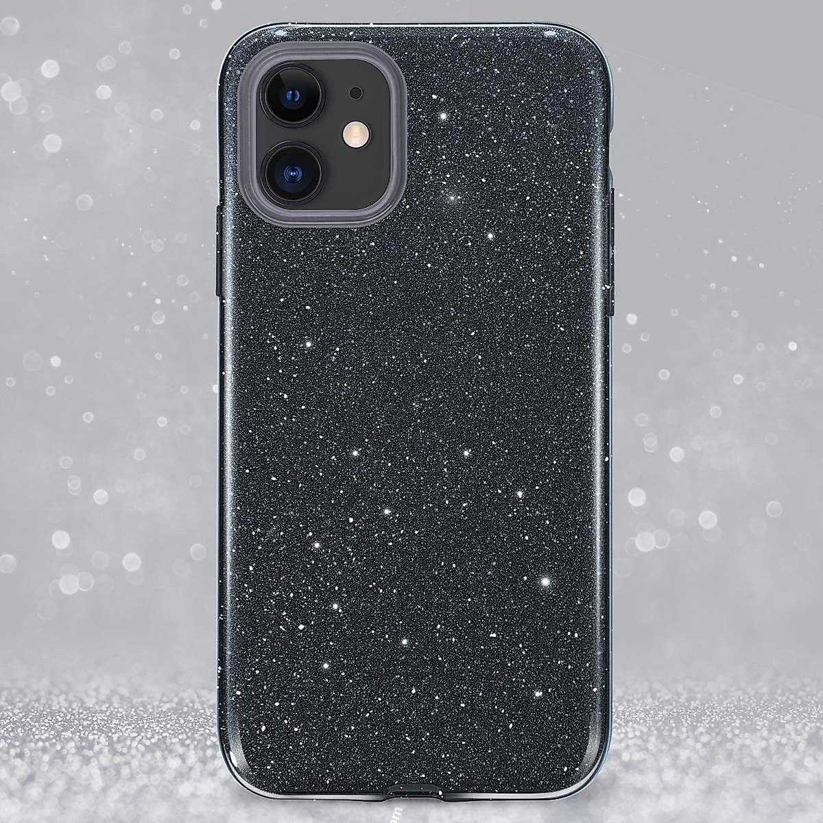 MILPROX Case Compatible for iPhone 11, Bling Sparkly Glitter Luxury Shiny Sparker Shell, Protective 3 Layer Hybrid Anti-Slick Slim Soft Cover for iPhone 11 6.1 inch (2019)-Black