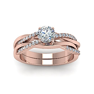 SISGEM 1.84/2.84 CTW Infinity Twist Engagement Rings Set,10K 14K 18K Gold Round Cut Moissanite Rings Set for Women, Wedding Engagement Anniversary Set Bands Free Engraved (10K Gold- 1.84 cttw.)