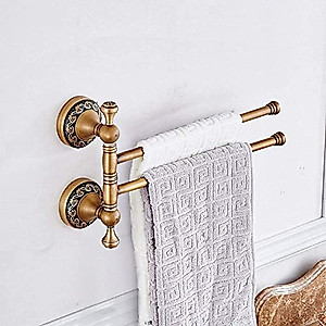 Leyden Swivel Towel Bar,Brass Towel Rack 2 Arm Bathroom Swing Hanger Holder Antique Wall Mounted Storage Organizer Space Saving Active
