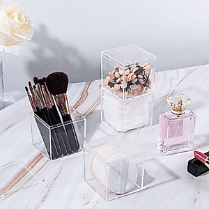 LOVPLAY Acrylic Display Box 3.4x3.4x3.4Inch Clear Acrylic Boxes with Lids Plastic Square Cube Containers Home & Office Storage Box Wedding Party Favor Candy Pill and Tiny Jewelry Storage