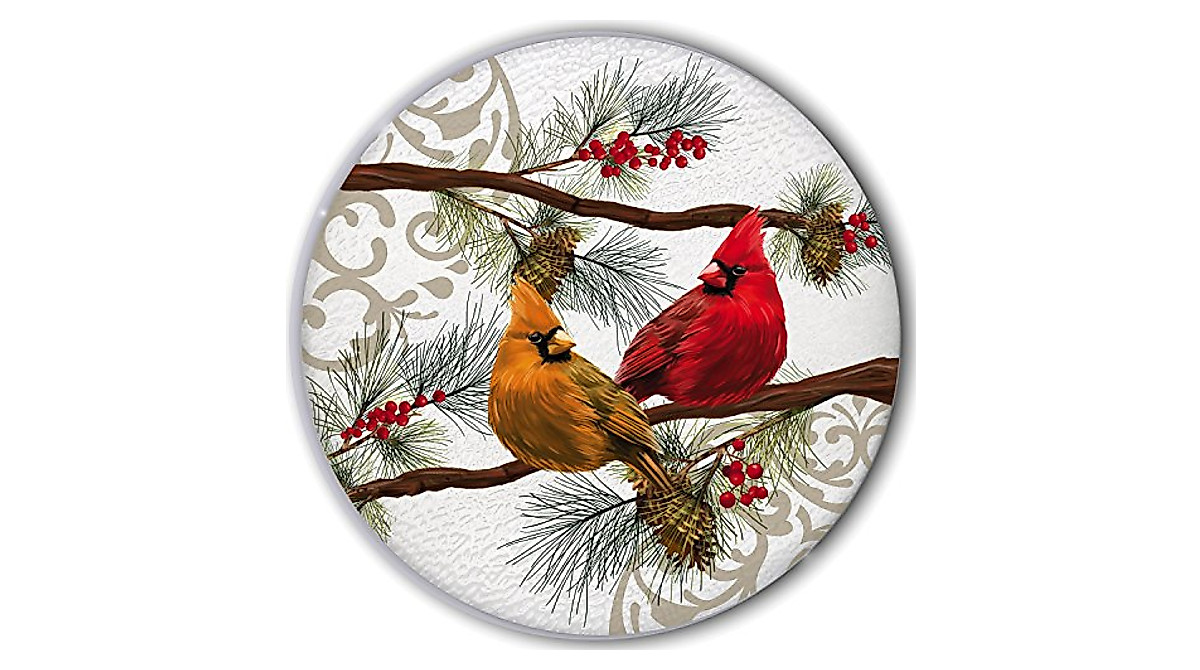 Hand-Painted Cardinals Glass Table for Garden & Patio