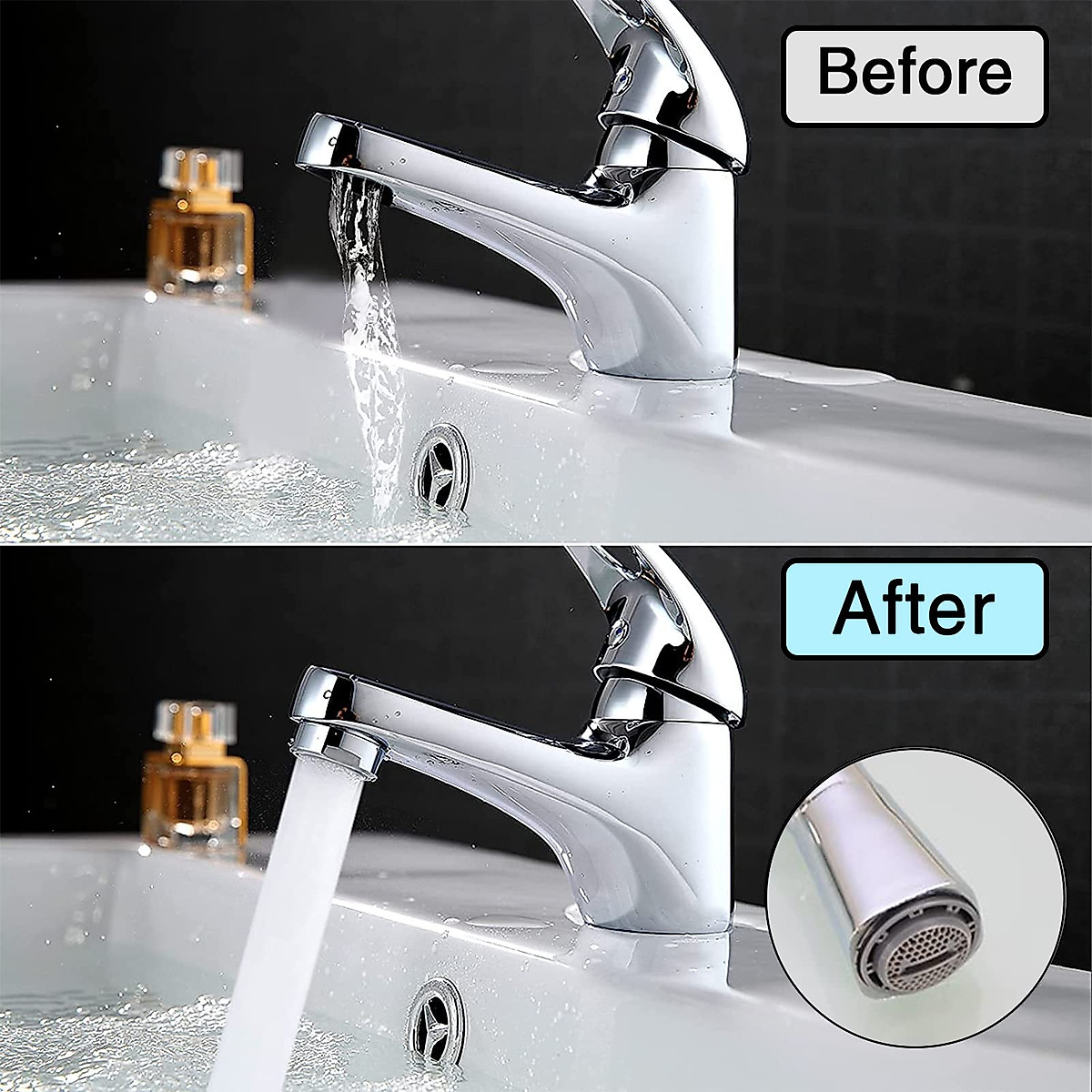 12 Pieces Moen Aerator Faucet Aerator Replacement for Sink Aerators and 5 Pieces Faucet Aerator Key Wrenches Removal Tool for Bathroom or Kitchen Sink