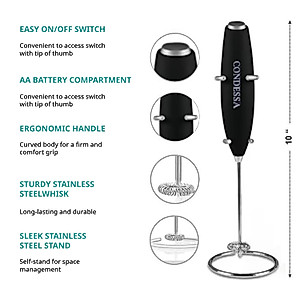 Handheld Milk Frother Wand for Barista-Quality Foam at Home - milk frother handheld, coffee frother, coffee bar accessories, mixer electric handheld, milk frother rechargeable, drink mixer. (Silver)