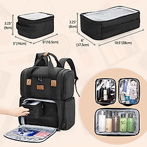 BAFASO Cosmetic Bag with 3 Inner Removable Pouches, Travel Makeup Bag with Multiple Pockets, Black