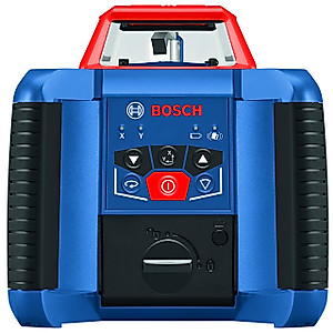 BOSCH REVOLVE2000 GRL2000-40HVK Exterior 2000ft Range Horizontal/Vertical Self-Leveling Cordless Rotary Laser Kit with Tripod, 13ft Grade Rod and Laser Receiver,Red