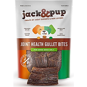 Jack&Pup 6-inch Gullet Sticks for Dogs – Odor Free Joint Health Support Dog Chews – Fresh and Savory Beef Gullet Sticks - Naturally Rich in Glucosamine and Chondroitin (25 Pack)