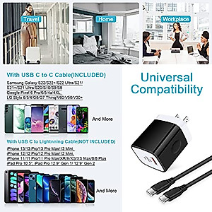 USB C Fast Charger 20W Type C Charger Block Wall Charger Adapter Box with 6ft Android Phone Charger Cable for Samsung Galaxy S22,S21,S20,S10,A03S,A13 5G,A53 5G,Z Flip/Fold 4,Pixel 7 Pro/7/6 Pro/6a/5