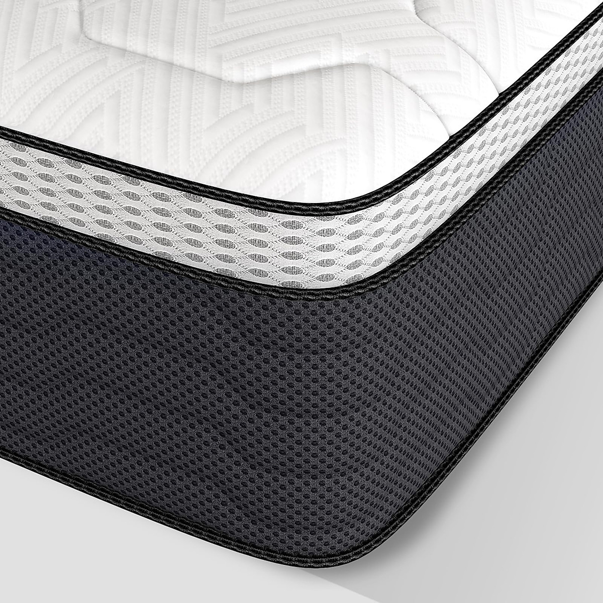 Z-hom King Mattress 14 Inch, King Mattresses Hybrid Spring Mattress in a Box, King Size Foam Innerspring Mattress with Motion Isolation & Pressure Relief for King Bed Frames, Medium Soft, White Grey