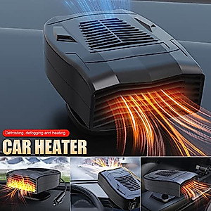 BOHISEN Car Heater Fan,12V Portable Car Heater 2 in 1 Heating Fan Fast Heating Defrost Defogger 360-Degree Rotatable Winter Heating Fan Car Windshield Defogger