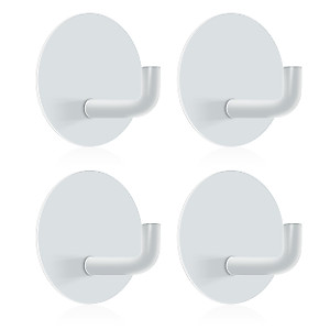 Oudbo Molartte 4-Packs Adhesive Towel Hooks, sus304 Stainless Steel Traceless Wall Hooks Bathroom or Kitchen, for Hanging Coat, hat, Towel. White