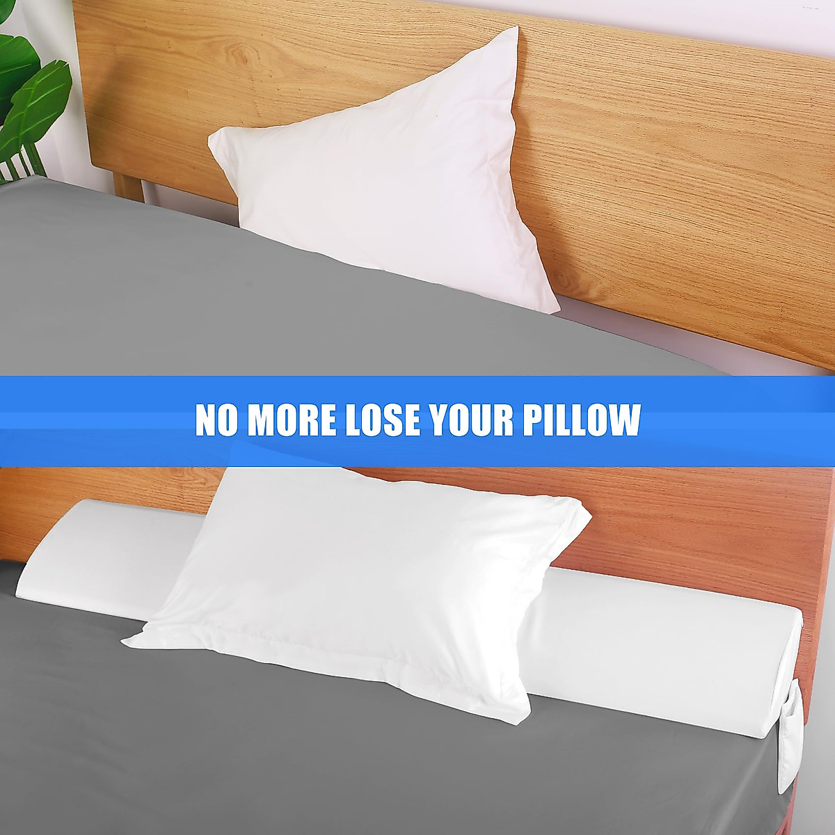 banflower Bed Wedge Pillow for Headboard Bed Gap Filler (0-6'') Between Mattress and Headboard or Wall (White Twin 39''x10''x6''),Twin/Twin XL