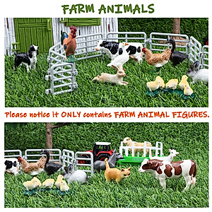 Toymany 14PCS 0.6-2.5" Tiny Farm Animal Figures Toy, Detailed Texture Farm Figurines Cake Topper, Easter Christmas Birthday Gift School Project for Kids Children Toddlers
