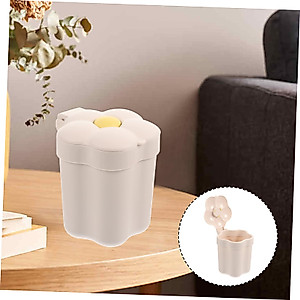 Ciieeo Mini Desktop Trash Can Flower Shaped Desktop Garbage Bin Cute Countertop Trash Can Kawaii Waste Bin Plastic Garbage Bin Tabletop Wastebasket for Office Home White