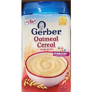 Gerber Cereal for Baby 1st Foods Grain & Grow Oatmeal Cereal, Made with Whole Grains & Essential Nutrients, Non-GMO, For Supported Sitters, 8-Ounce Canister (Pack of 5)