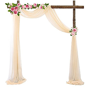 PARTISKY Wedding Arch Draping Fabric, 1 Panel 28" x 19Ft Champagne Backdrop Curtain Wedding Arch Decorations Ceiling Drapes for Wedding Ceremony Party Ceiling Decor