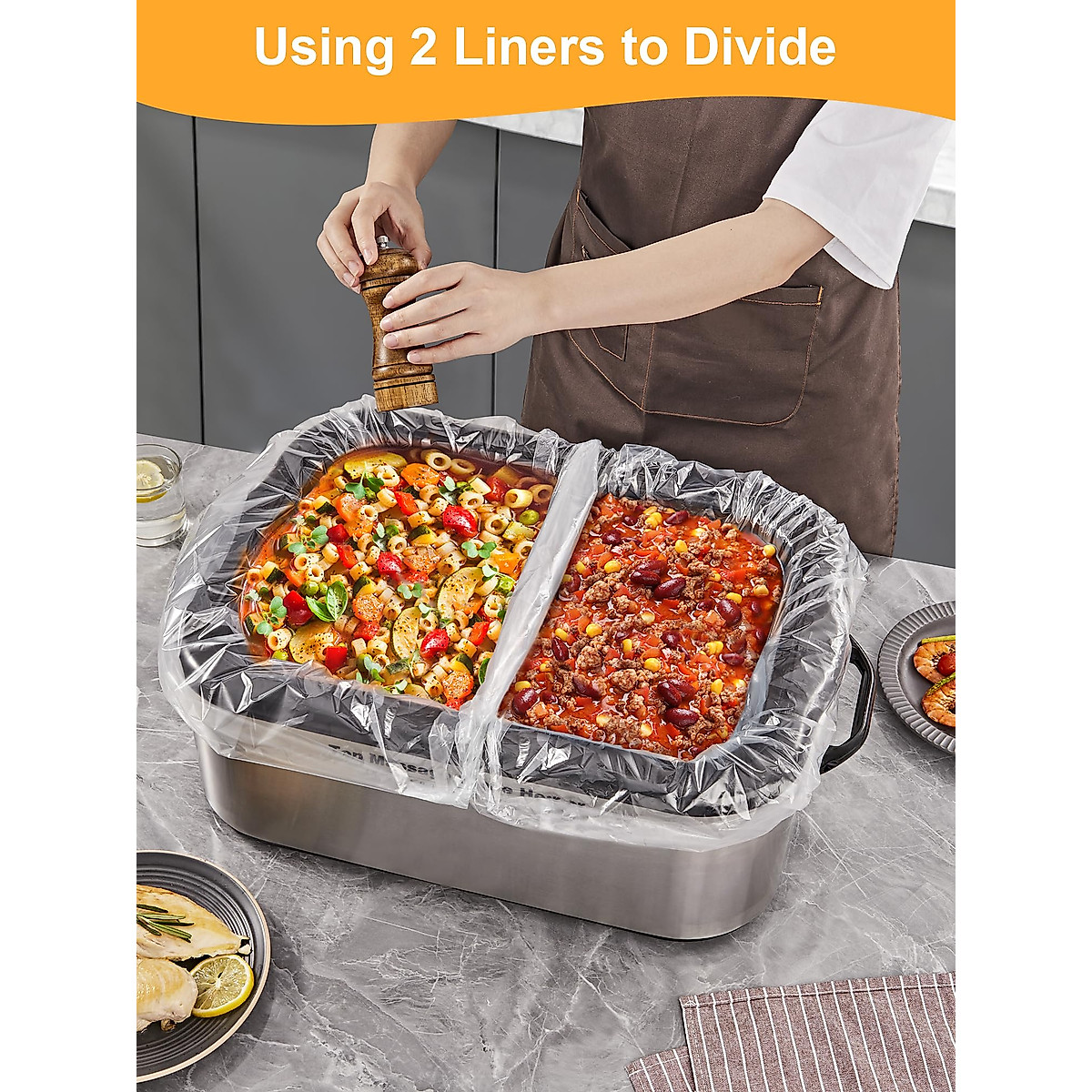 SMARTAKE Electric Roaster Liners, 10 Count Disposable Roaster Liners, Fits 16, 18, 22 Quart Roasters, Roaster Pan Oven Liners Plastic Cooking Bags for Instant Cleanup, 18 x 34 Inch