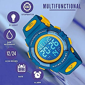 Kids Watch,Boys Watch for 3-15 Year Old Boys,Digital Sport Outdoor Multifunctional Chronograph LED 50 M Waterproof Alarm Calendar Analog Watch for Children with Silicone Band,Kids Gift