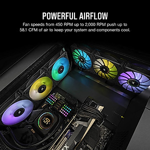 CORSAIR ML120 RGB ELITE, 120mm Magnetic Levitation RGB Fan with AirGuide, 3-Pack with Lighting Node CORE, Black For Radiator