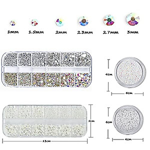 4 Boxs Nail Art Rhinestones Flatback Pearls Charms for Acrylic Nails Crystals Supplies Half Round Design Gems Accessories DIY Decor.