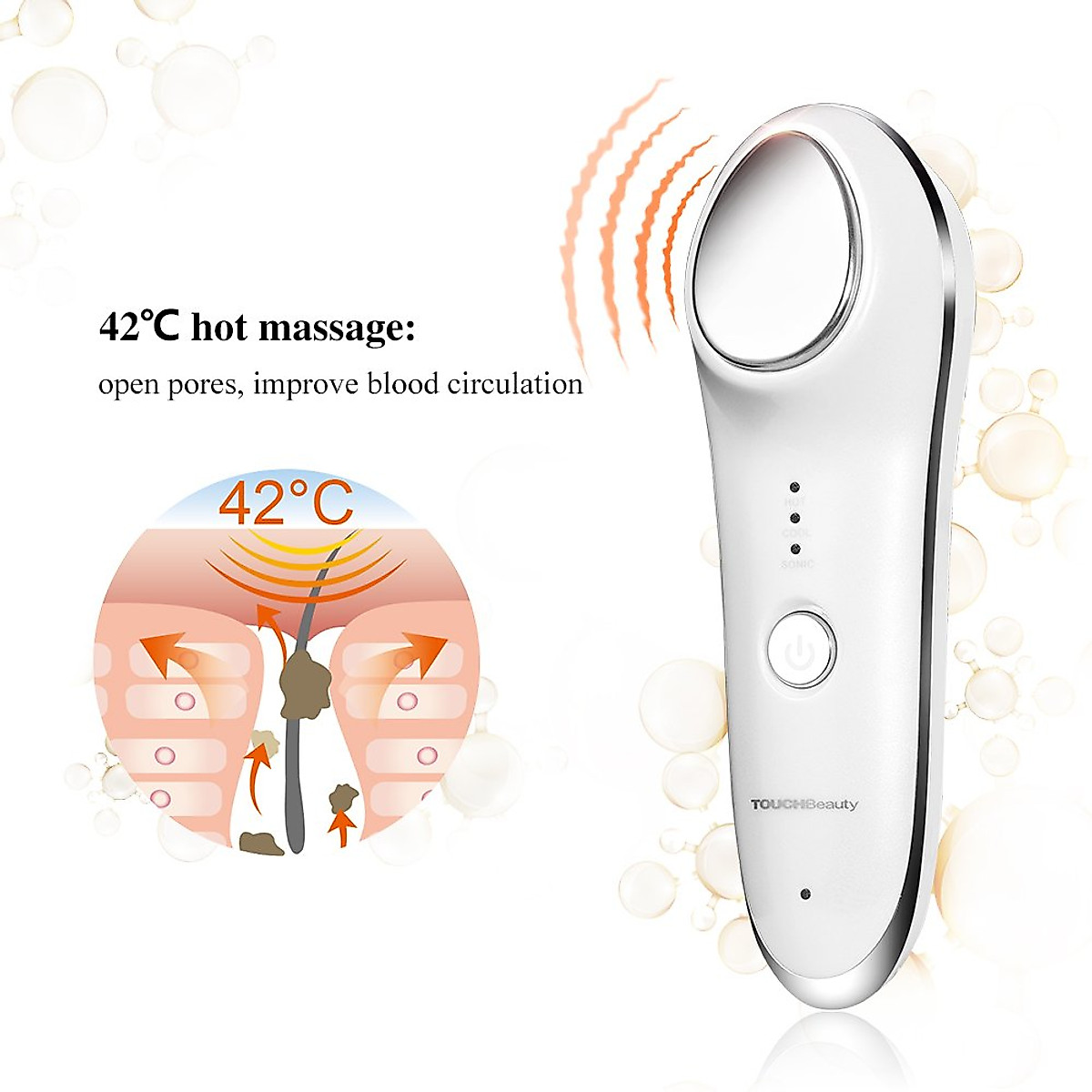 TOUCHBeauty Hot & Cold Facial Massager - Handheld Vibration Skin Rejuvenating Relaxation Device for Smoother Tighter Face, Skincare Warming & Cooling Beauty Tool for Women