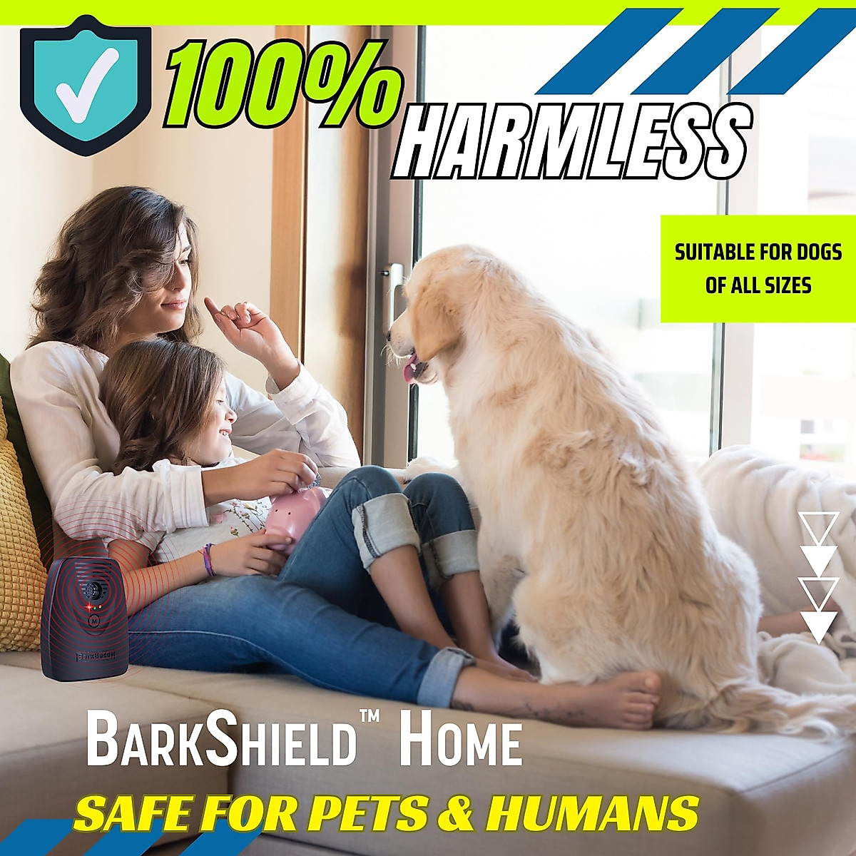 BarxBuddy [5-Pack] BarkShield Home Anti Barking Device, 66ft Long Range Ultrasonic, Waterproof Dog Bark Deterrent Box for Indoor/Outdoor Use, Safe Bark Collar Alternative Dog Training & Behavior Aid